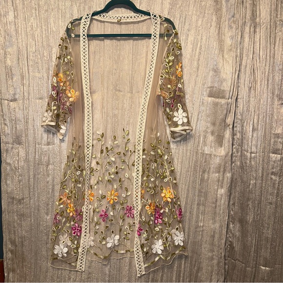 Dresses | Stunning Floral Embroidered Sheer Duster Kimono | Poshmark